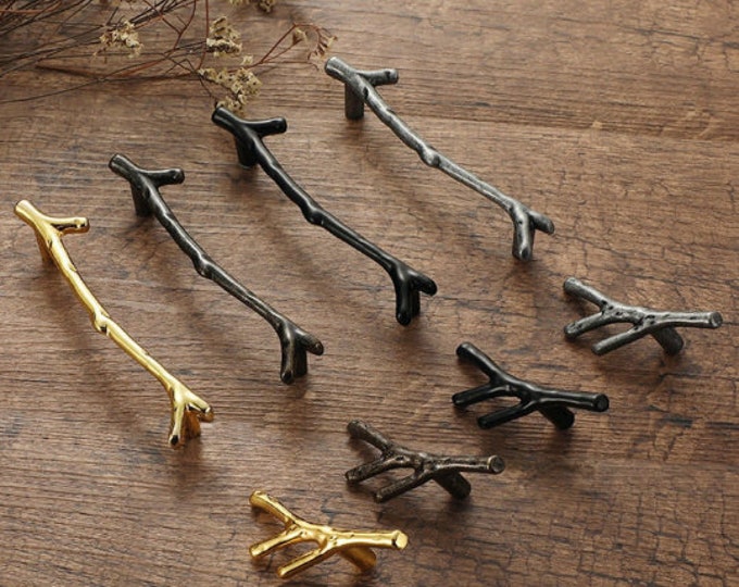 Twig or Branch Handles Cast Iron Drawer Pulls - Etsy