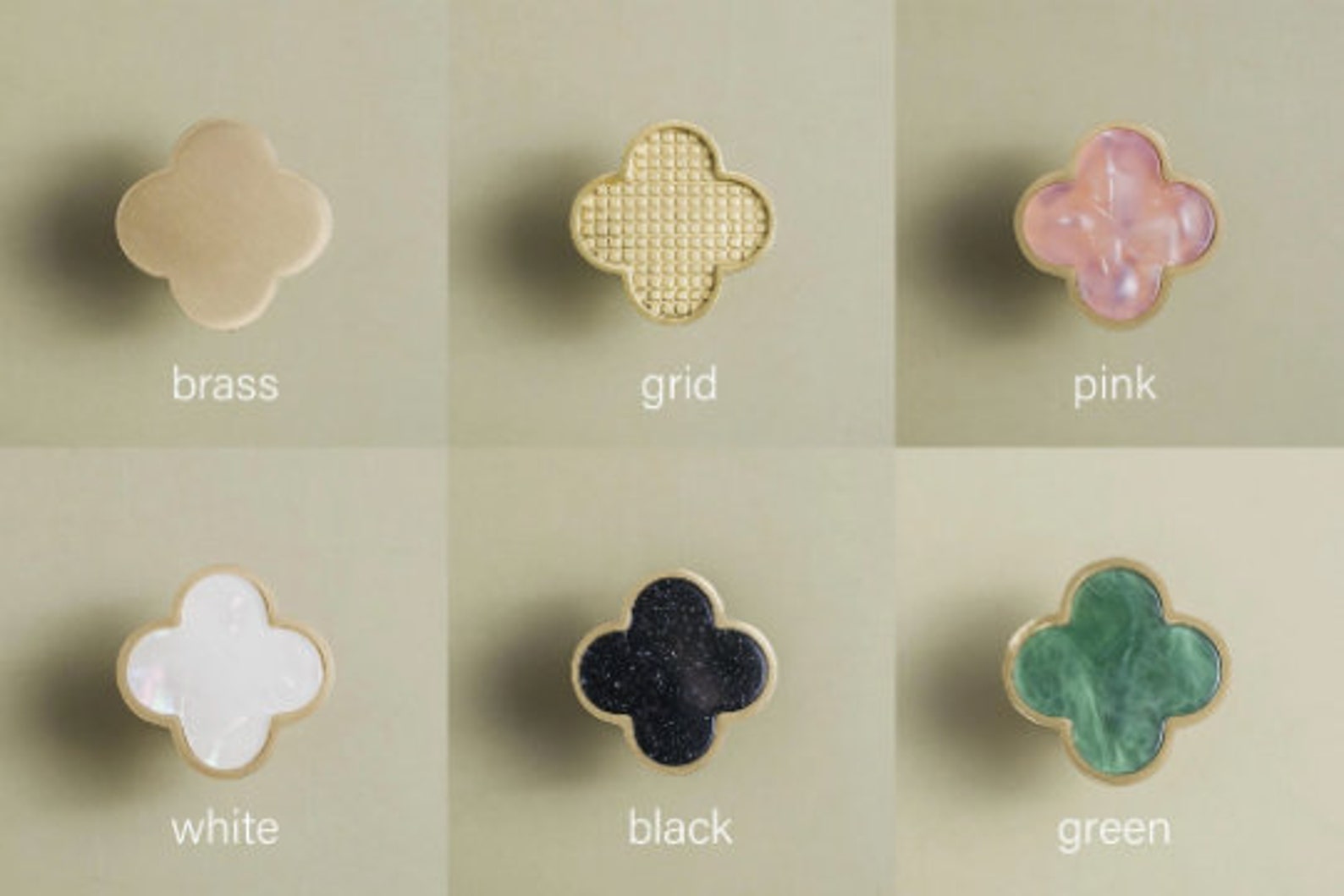 Brass Lucky Clover Knob Pull Handle Drawer Furniture Hardware Custom ...