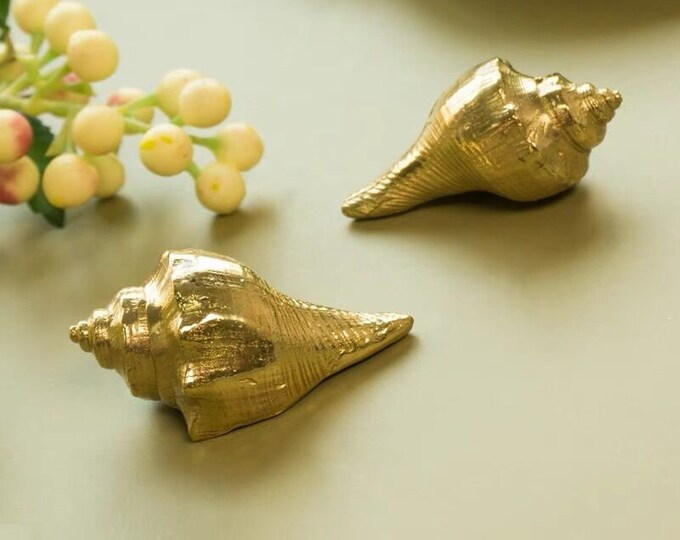 Gold Shell Cabinet Knob, Kitchen Cabinet Hardware, Door Knob, Metal ...