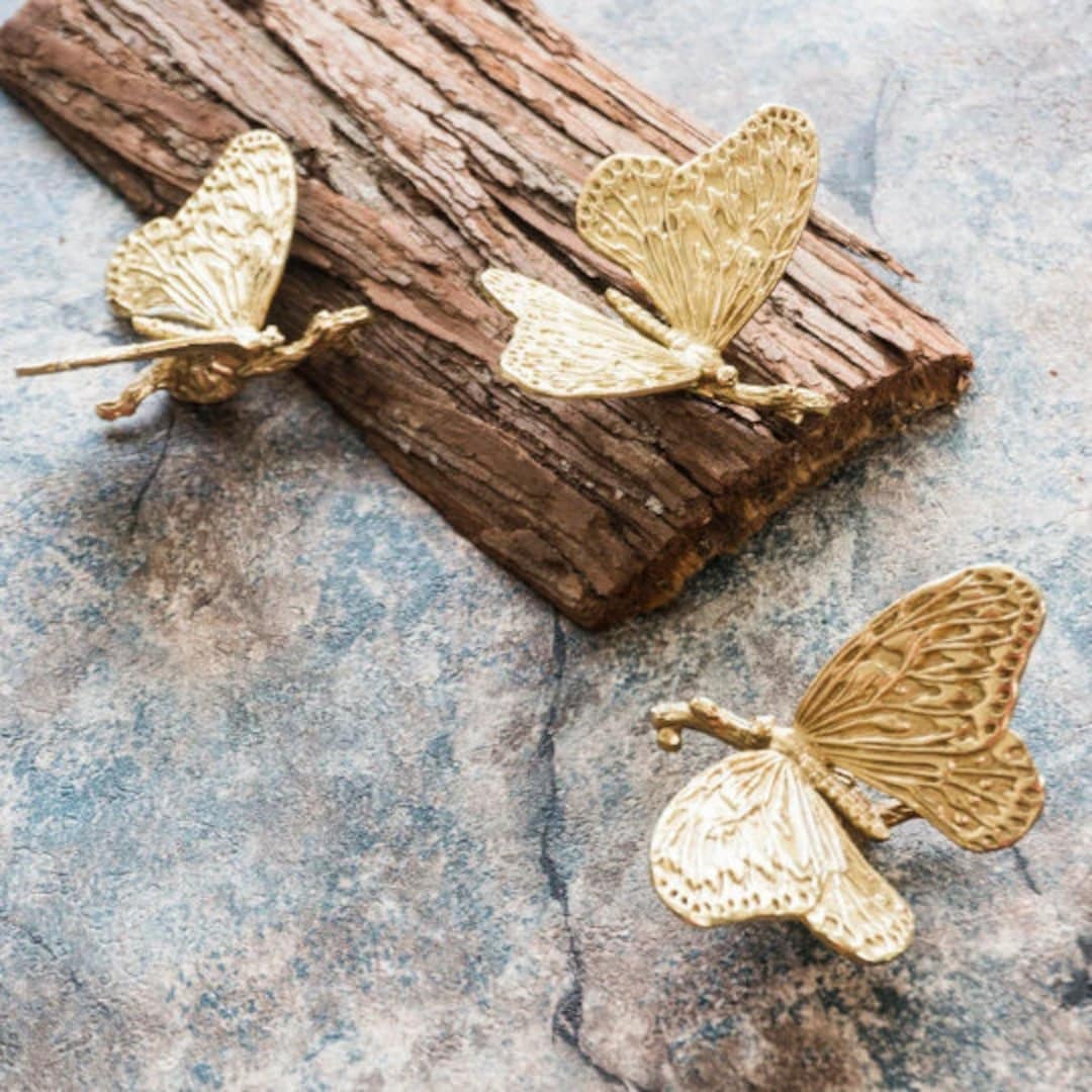 Brass Butterfly Knob Pull Handle Drawer Furniture Hardware Cabinet ...