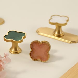 Brass Lucky Clover Knob Pull Handle Drawer Furniture Hardware Custom ...