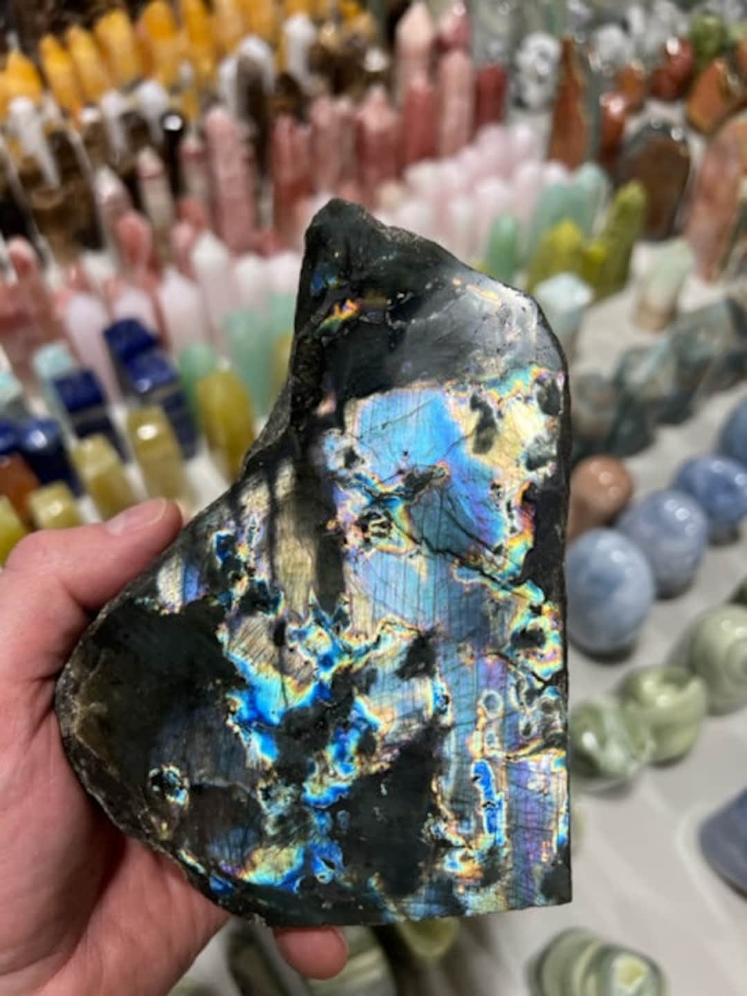 Spectrolite Labradorite Free-standing polished Front With Raw Back the ...