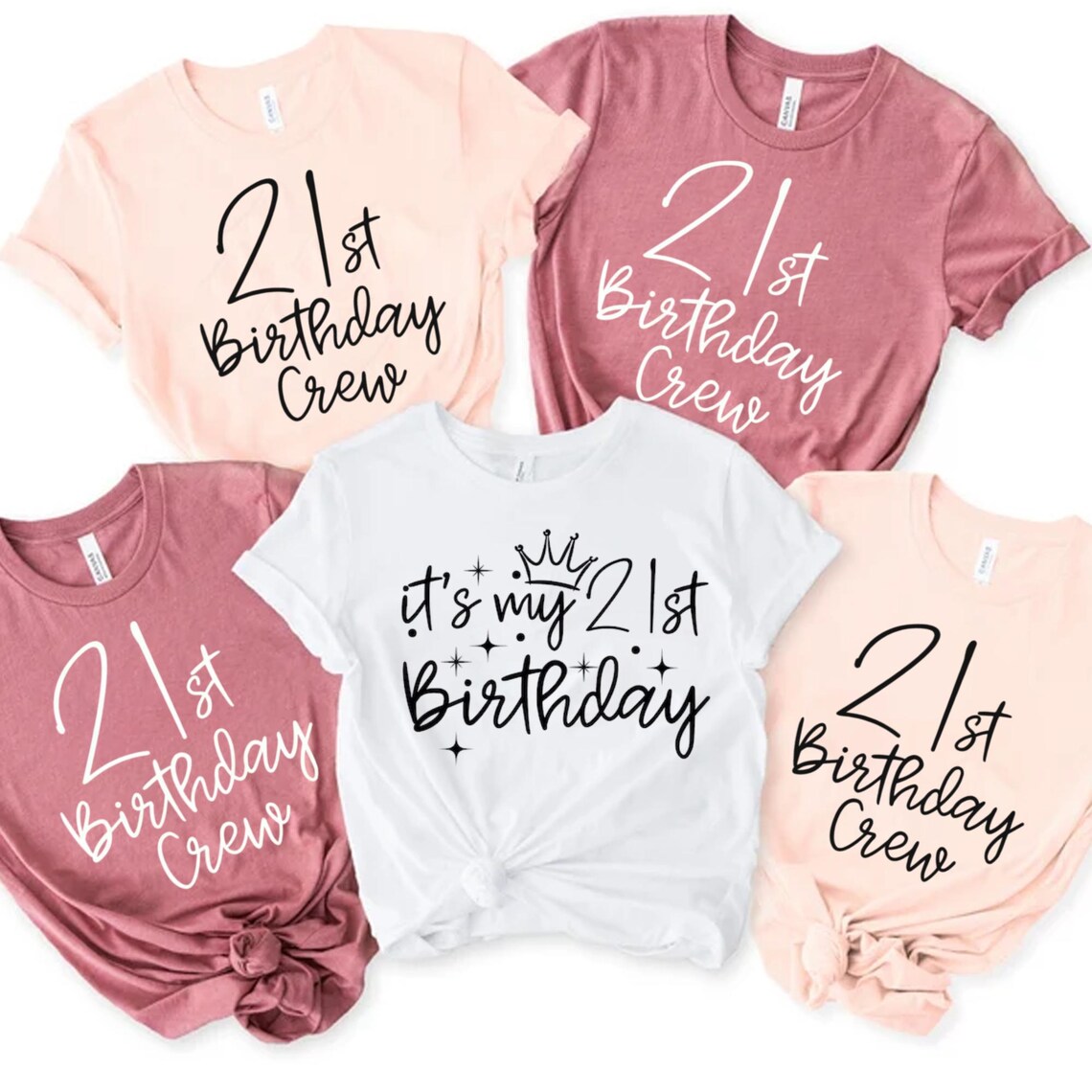 21st Birthday Crew T-shirts: Custom Party Group Shirts - Etsy