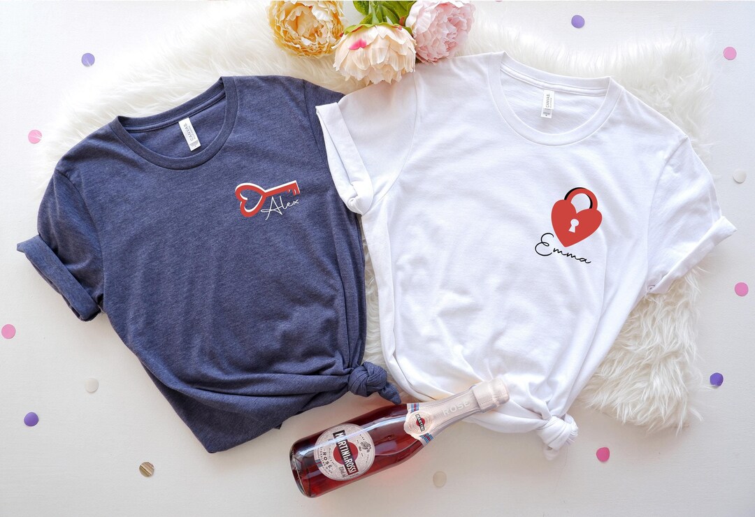Custom Lock and Key Couple T-shirt, Valentine's Day Gifts, Heart Lock ...