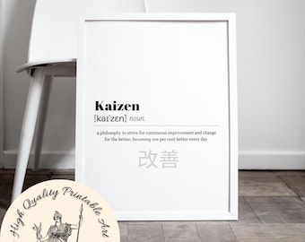 Kaizen Japanese Wall Art Printable, Dictionary Definition Artwork ...