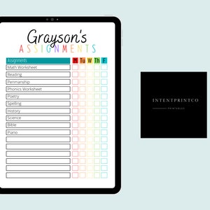 Weekly Assignment Checklist Printable | Canva Template | Assignment ...