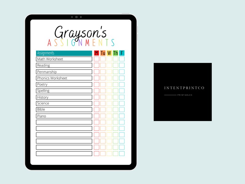 Weekly Assignment Checklist Printable | Canva Template | Assignment ...