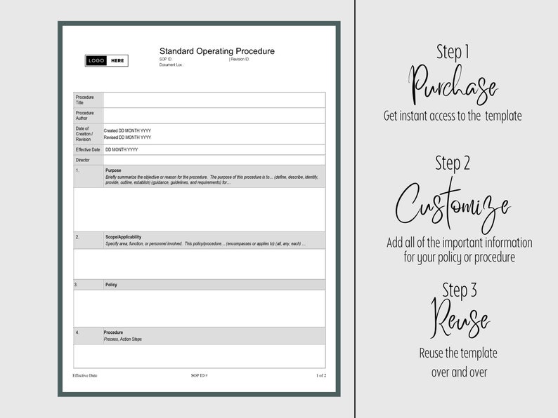 SOP Template | Standard Operating Procedure | Policies | Digital ...