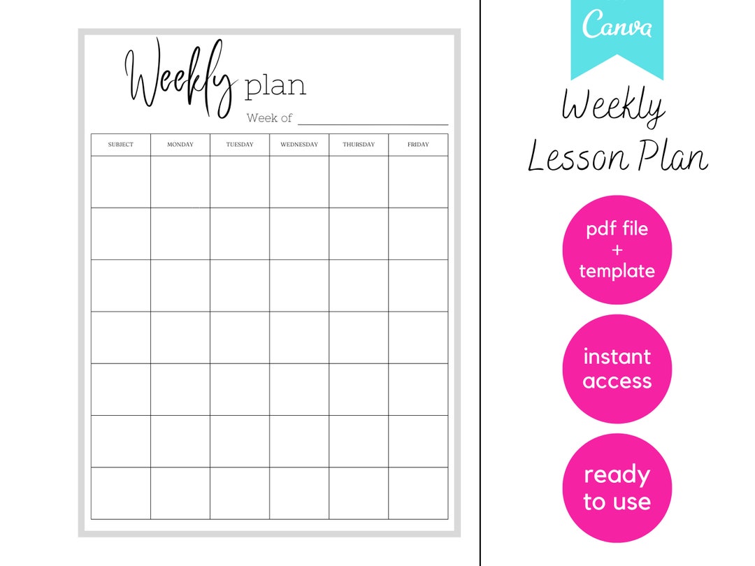 Homeschool Weekly Schedule Printable | Canva Template | Assignment ...