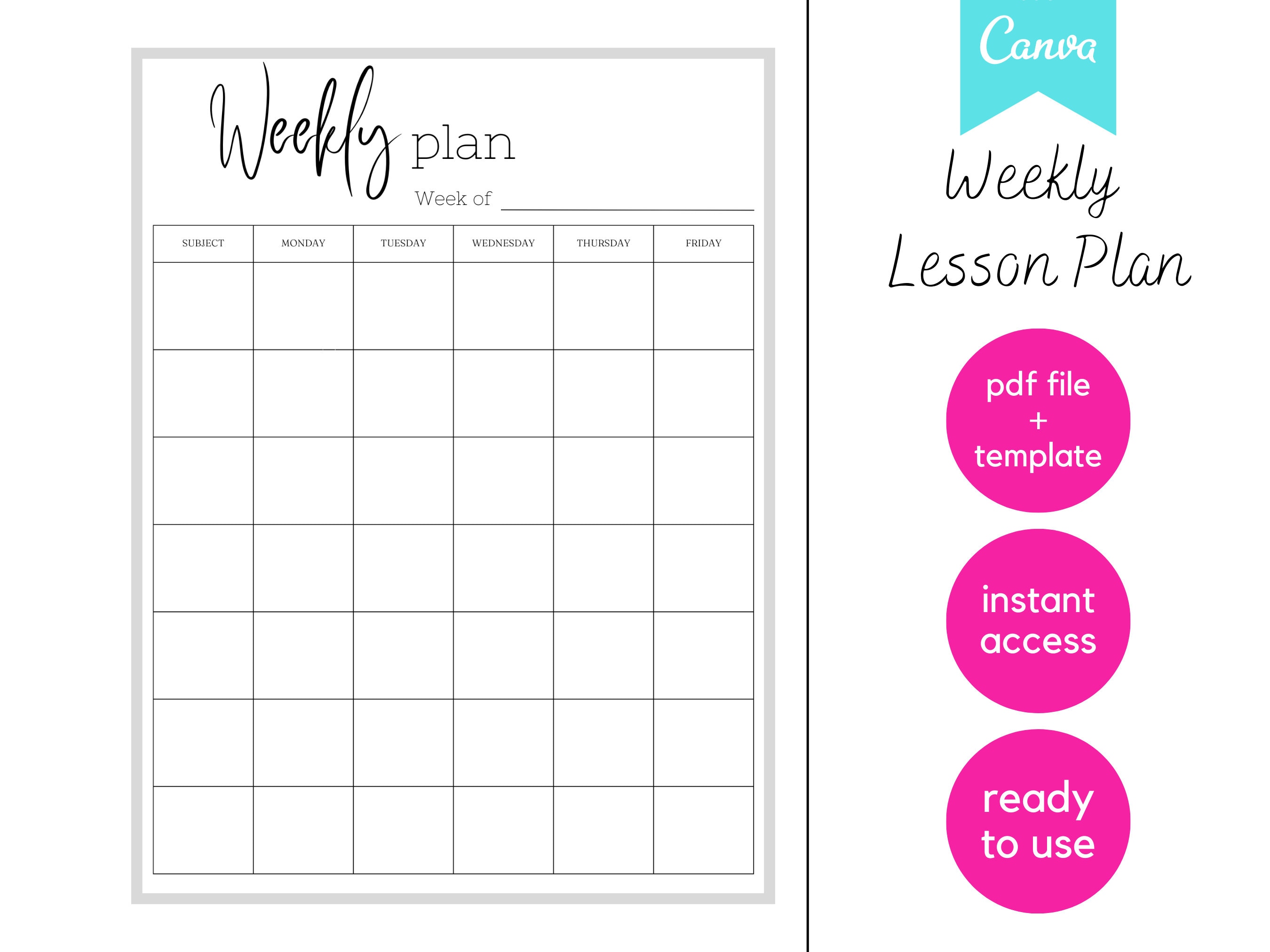 Homeschool Weekly Schedule Printable | Canva Template | Assignment ...