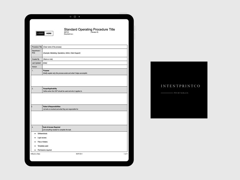 SOP Template | Standard Operating Procedure Template | Google Docs SOP ...