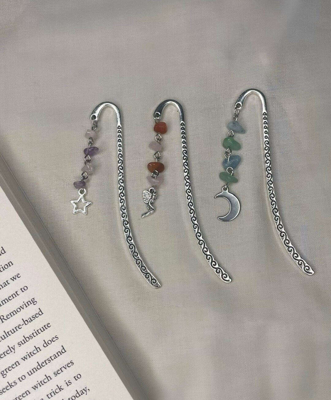 Crystal Charm Bookmark // Book Mark Custom Crystals Hippie Witchy Gift ...
