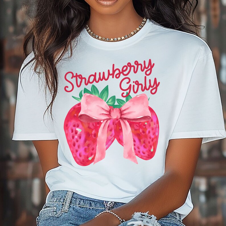 Strawberry Girly Tee, Cute Strawberry T-shirt, Comfort Colors, Summer Strawberry Shirt, Cottage ...