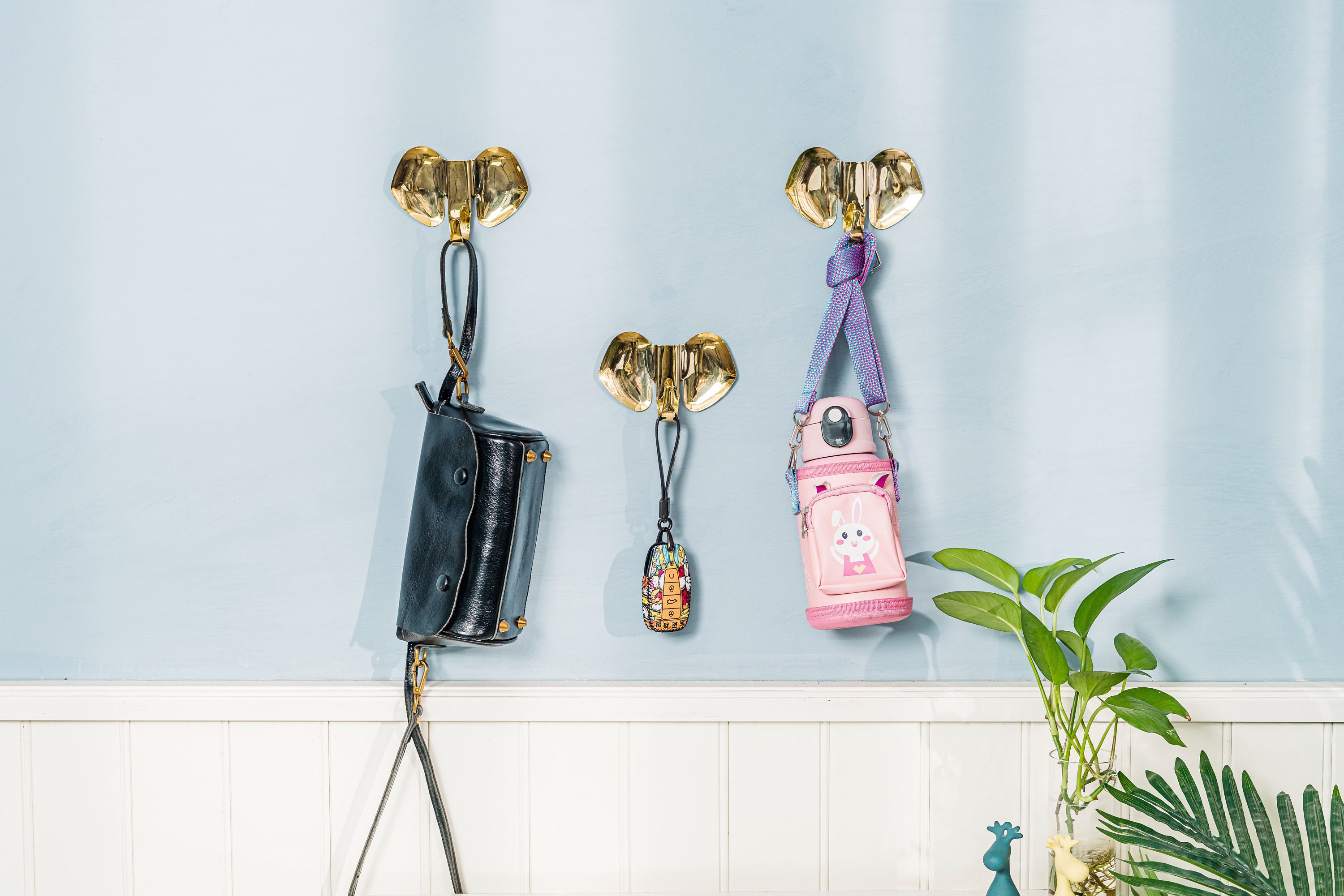 MCM Mid Century Modern Style Gold Tone Metal Elephant Hooks, Large ...