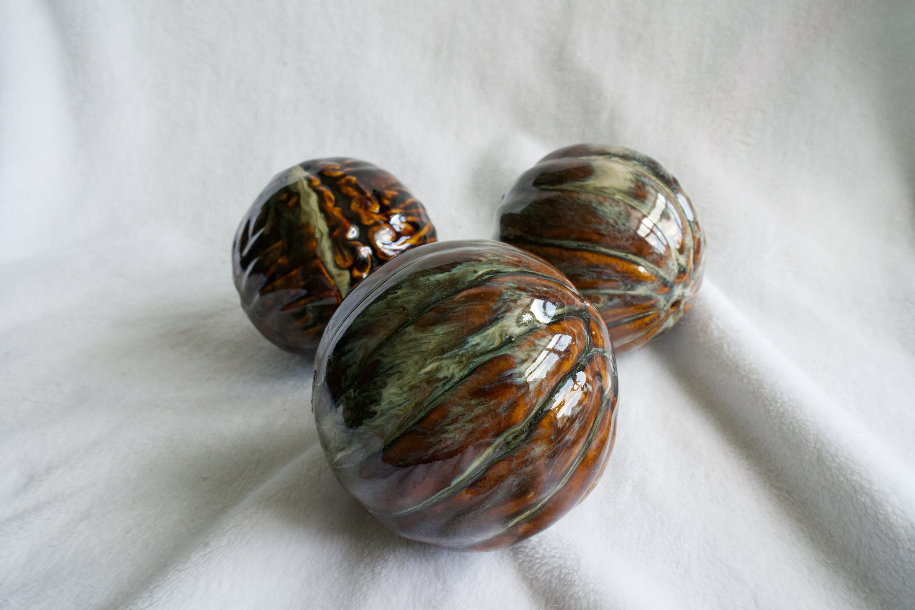 Vintage Pottery Ball With Metal Footed Tray Set Decor - Etsy