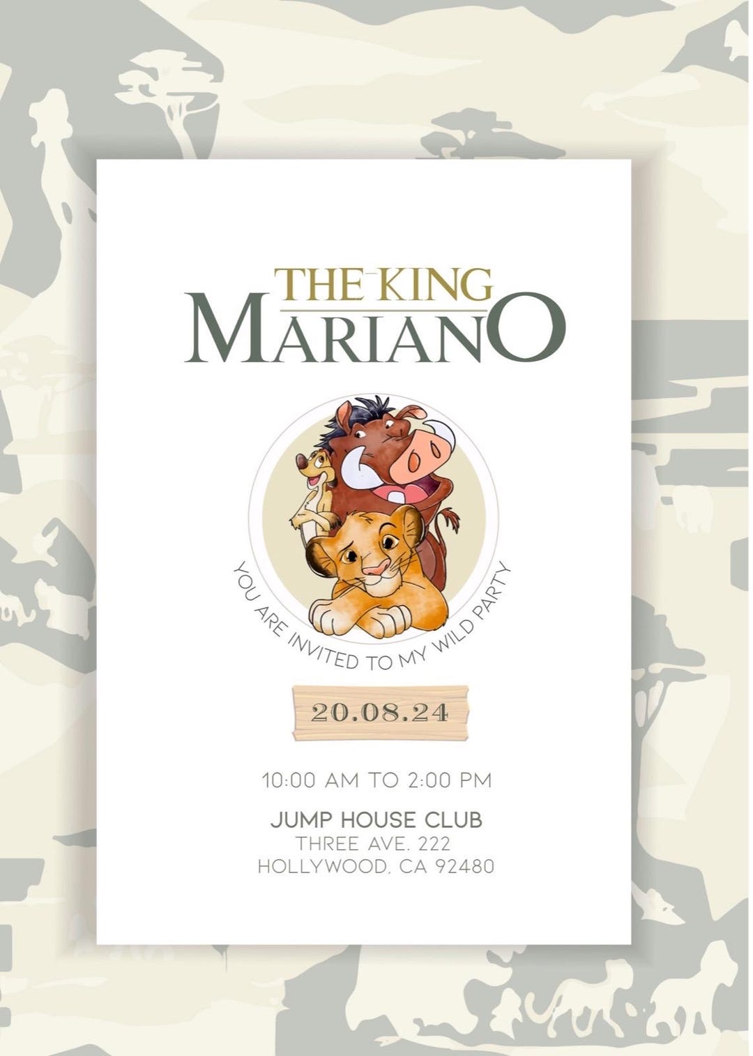 Lion King Party Invitation / Printable, Costumizable and Editable ...