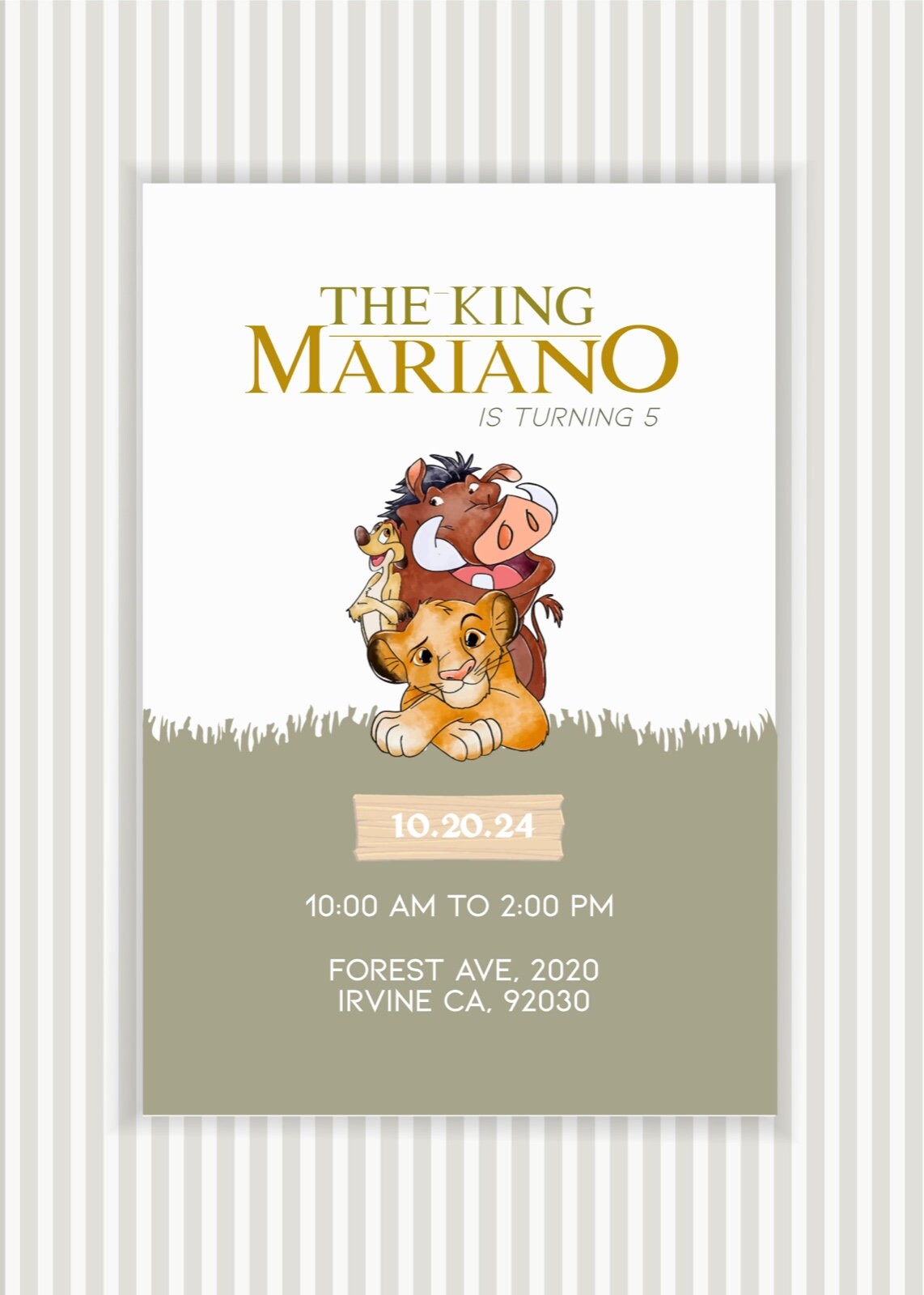 Lion King Party Invitation / Printable, Costumizable and Editable ...