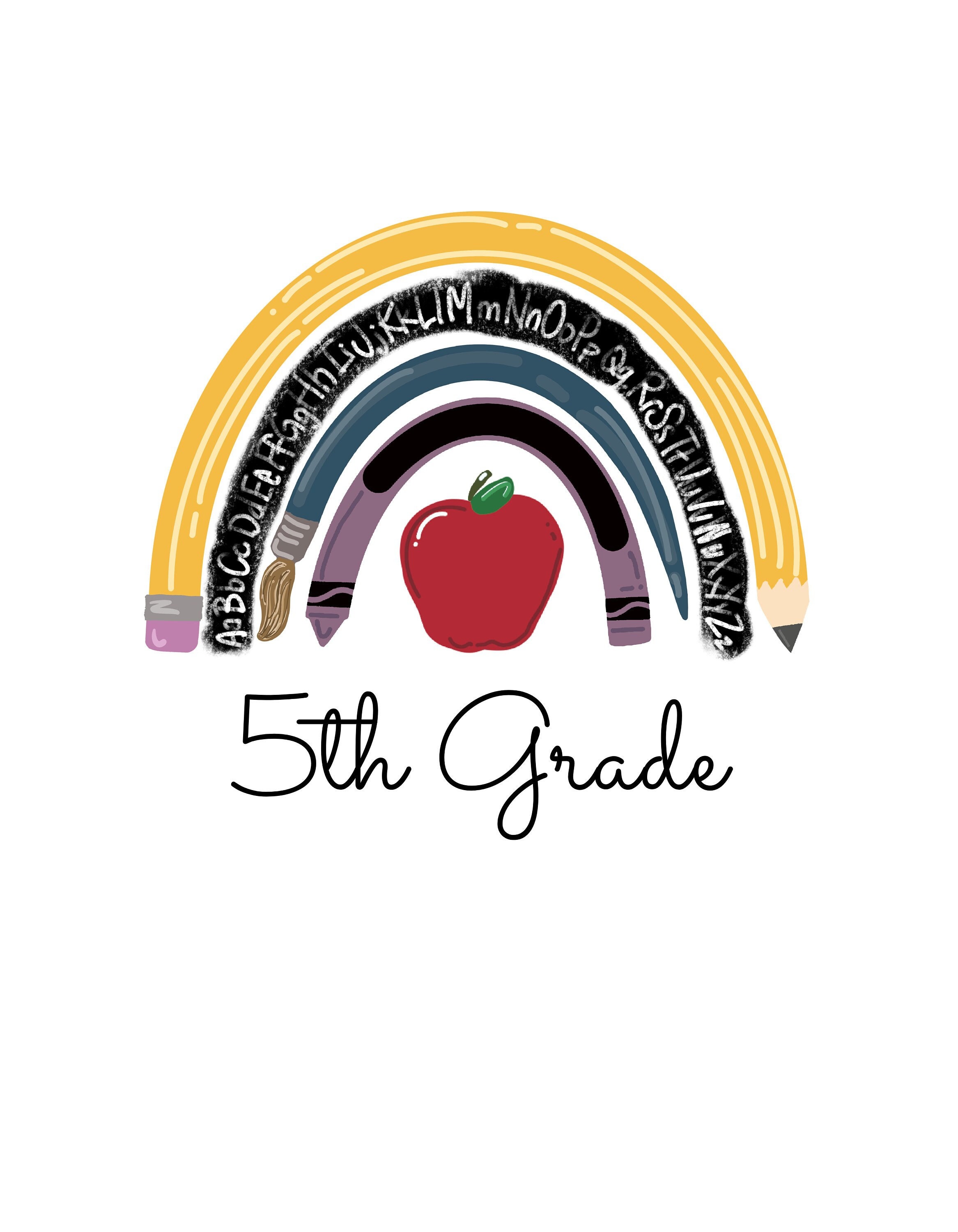 Grade School Png Fifth Grade Png 5th Grade Png Rainbow 5th | Etsy