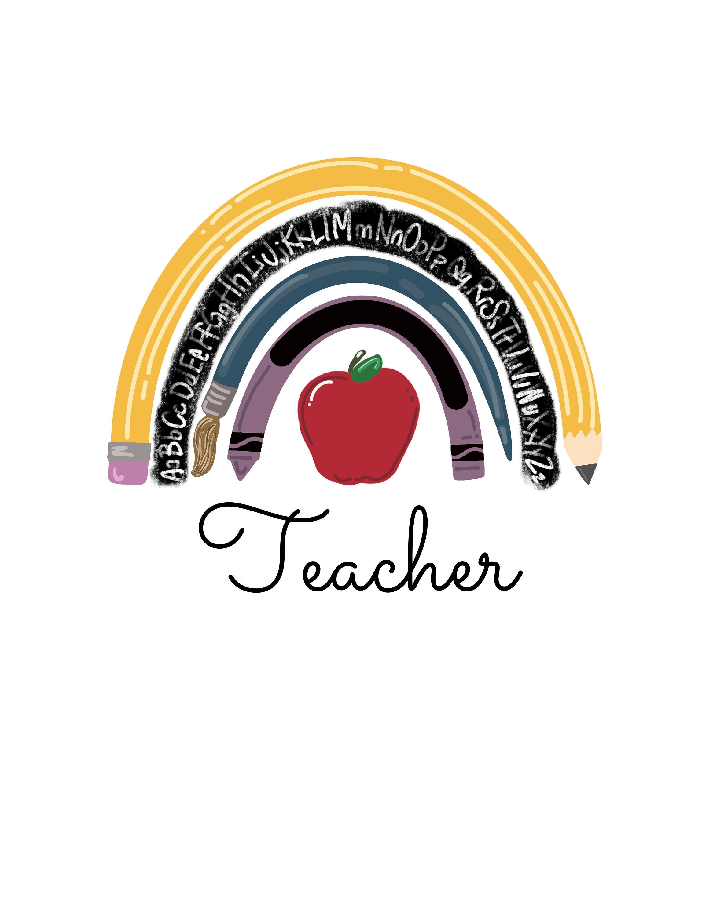 Teacher Rainbow Png Teacher Png Png for Teachers Teacher | Etsy