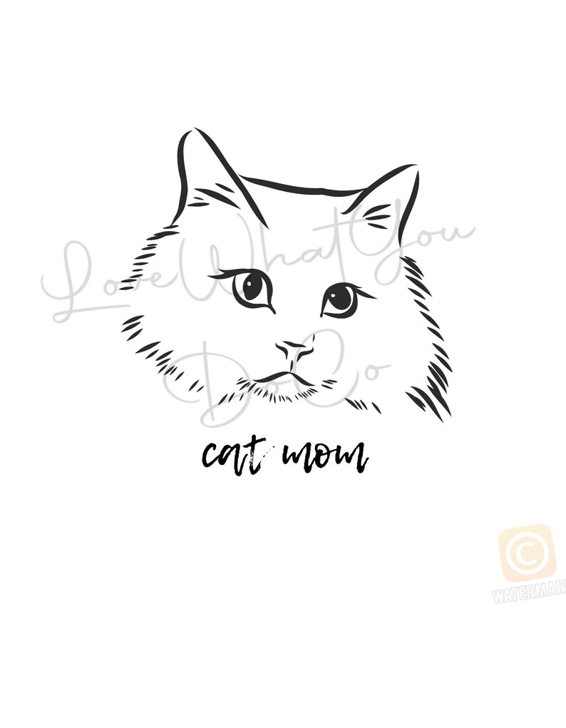 Cat Mom Png, Cat Outline Png, Cat Png, Png for Sublimination, Png Files ...
