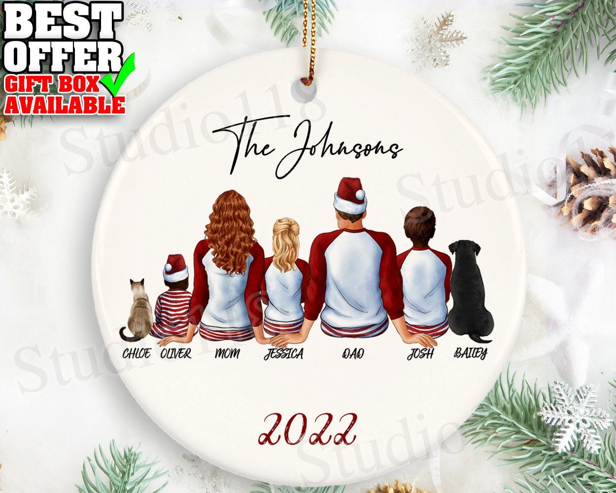 Custom Family Ornament, Family With Kids, Custom Christmas Ornament ...
