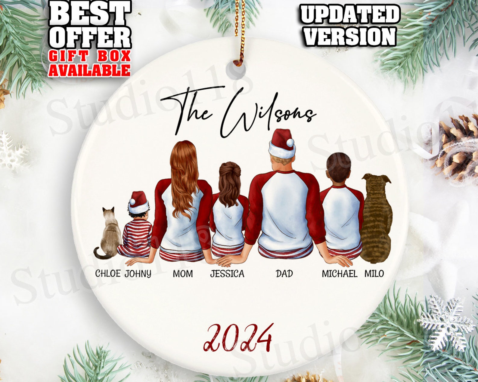 Custom Family Ornament, Family With Kids, Custom Christmas Ornament ...