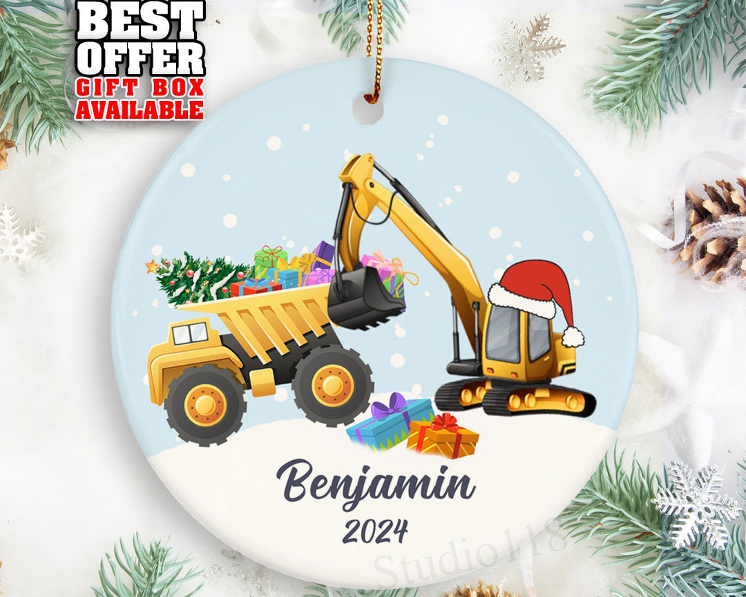 Excavator Christmas Ornament, Personalized Construction Keepsake for ...