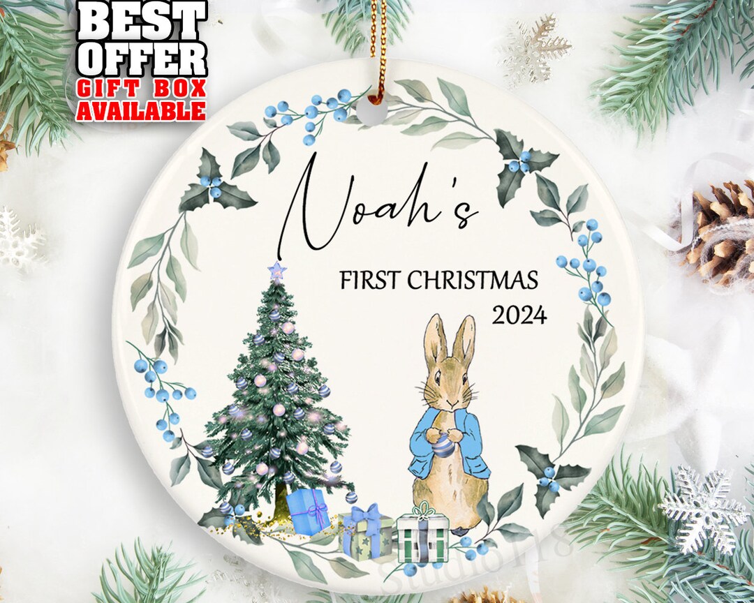 Personalized Baby Boy First Christmas Ornament, Christmas Bauble, Peter ...