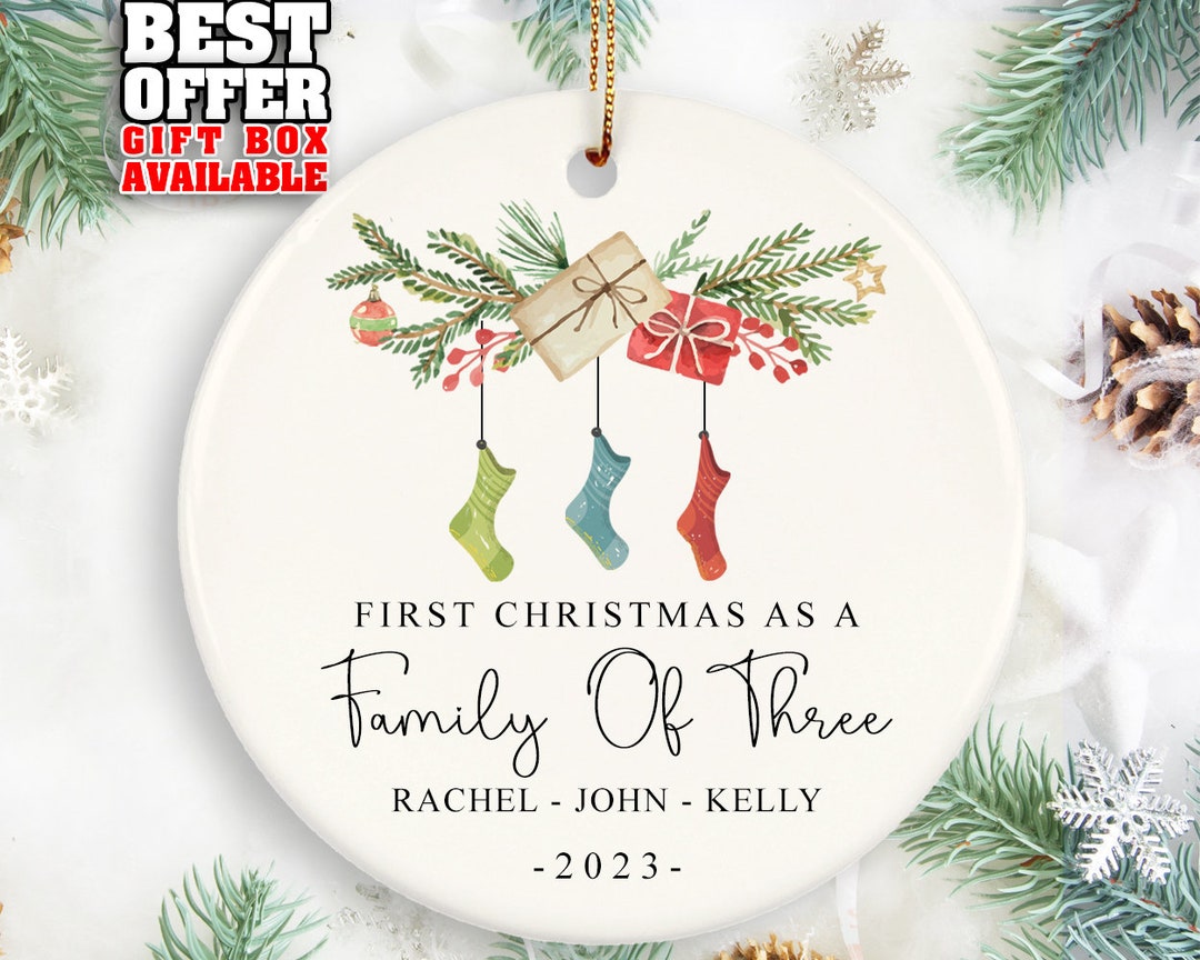 Family of Three Christmas Ornament, New Baby Ornament, Custom New ...