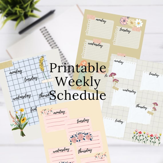 Weekly Schedule Printable Weekly Schedule Weekly Organizer - Etsy