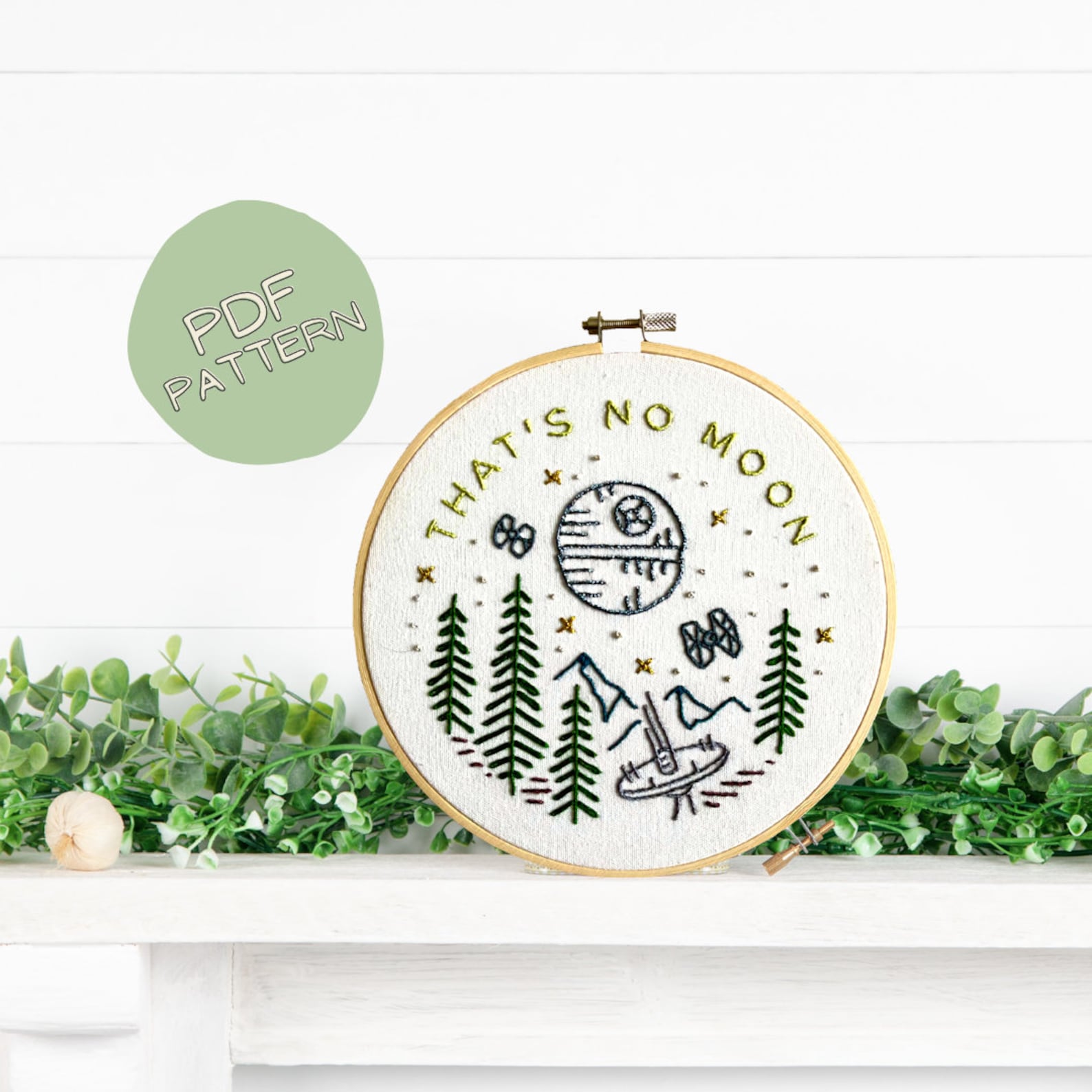 PDF PATTERN - Star Wars Death Star Embroidery - Etsy