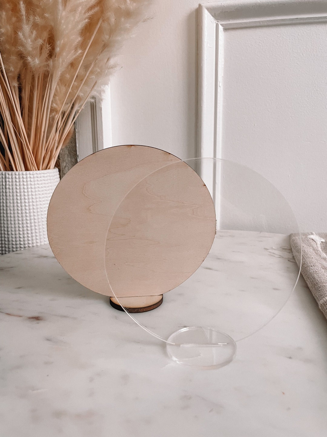 Blank Circle Acrylic or Wood Signs With Stands, DIY Wedding Decor ...
