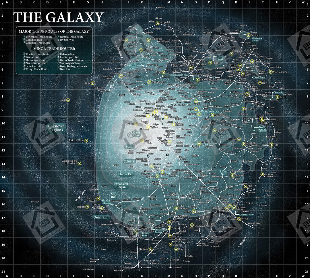 Printable Star Wars Galaxy Poster major Trade Routes - Etsy