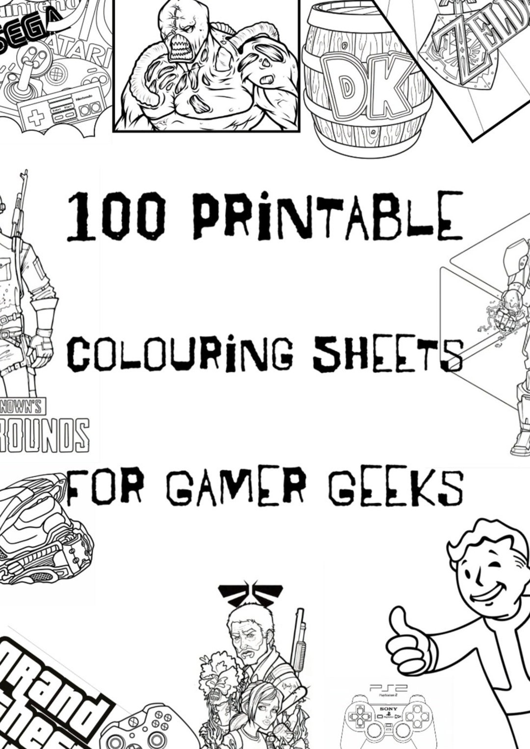 100 Printable Colouring Sheets for Gamer Geeks printable - Etsy