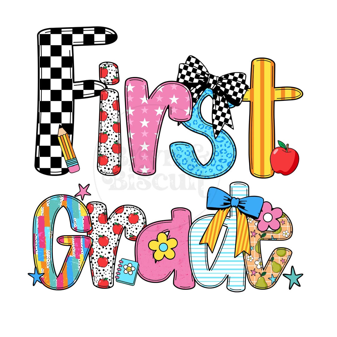 1st Grade Doodle Letters PNG: Back to School Clipart (digital Download ...