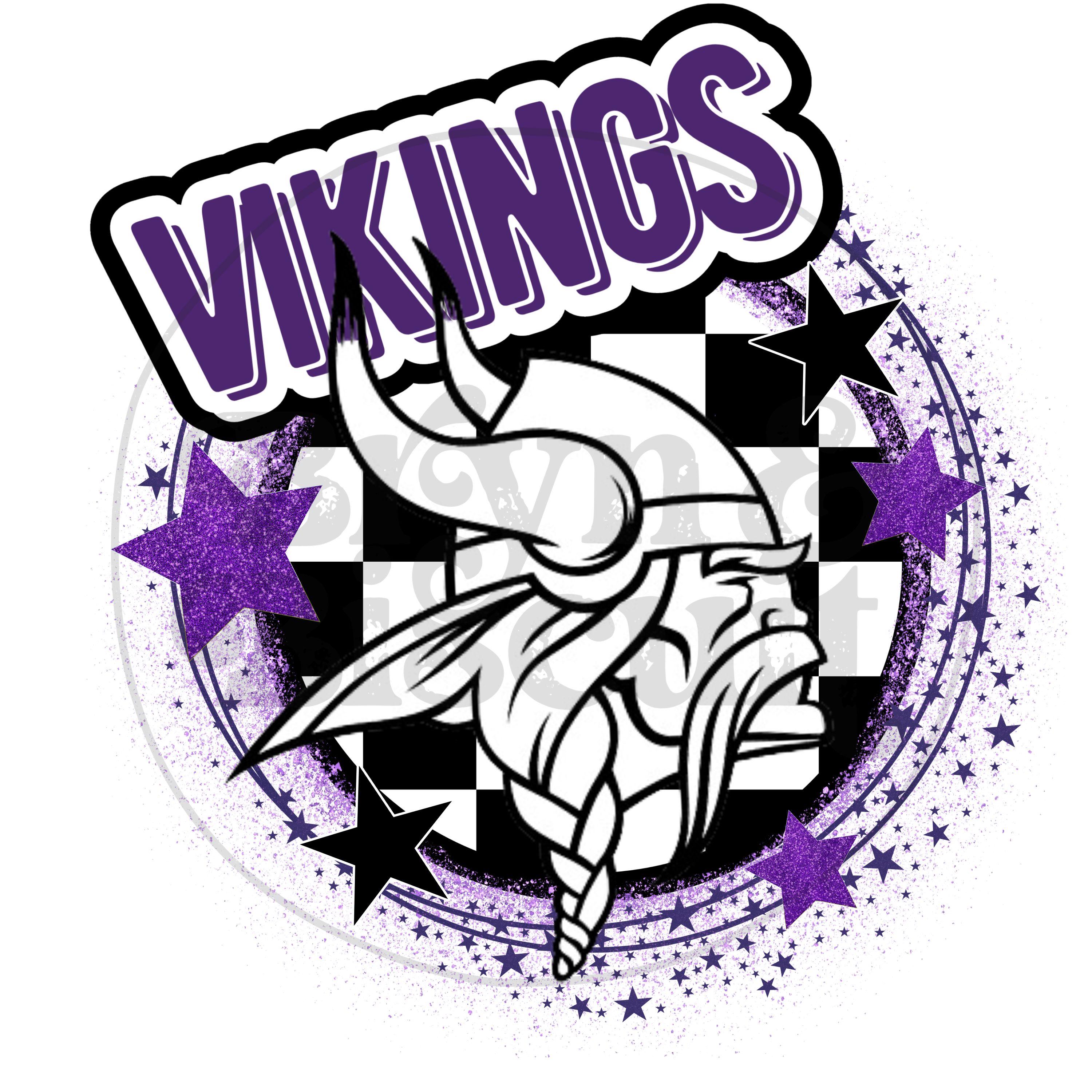 Vikings School Mascot Stars Glitter Checkers - Sticker- Decal- Car ...