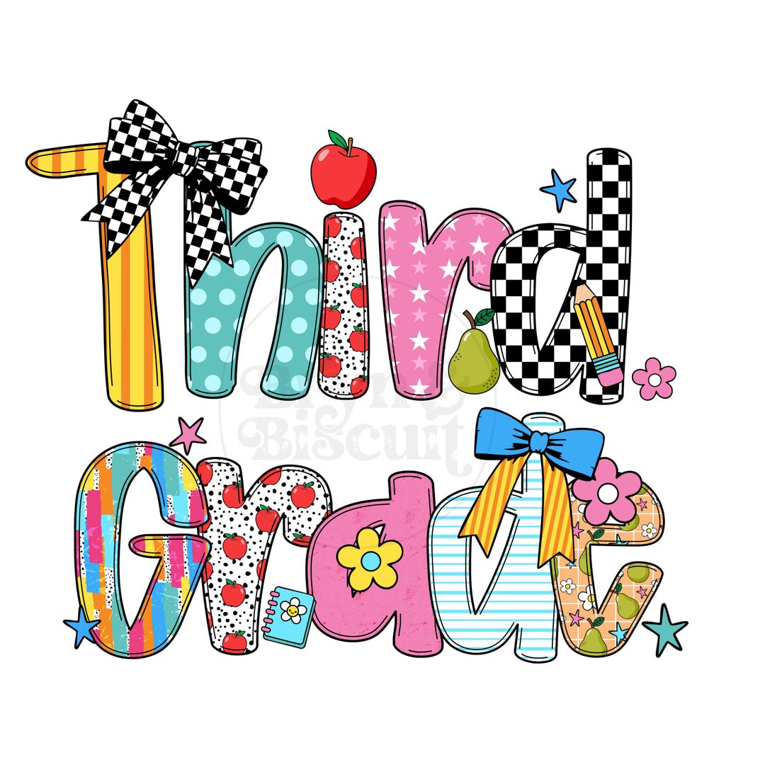 3rd Grade First Day of School Doodle Letters PNG (digital Download) - Etsy