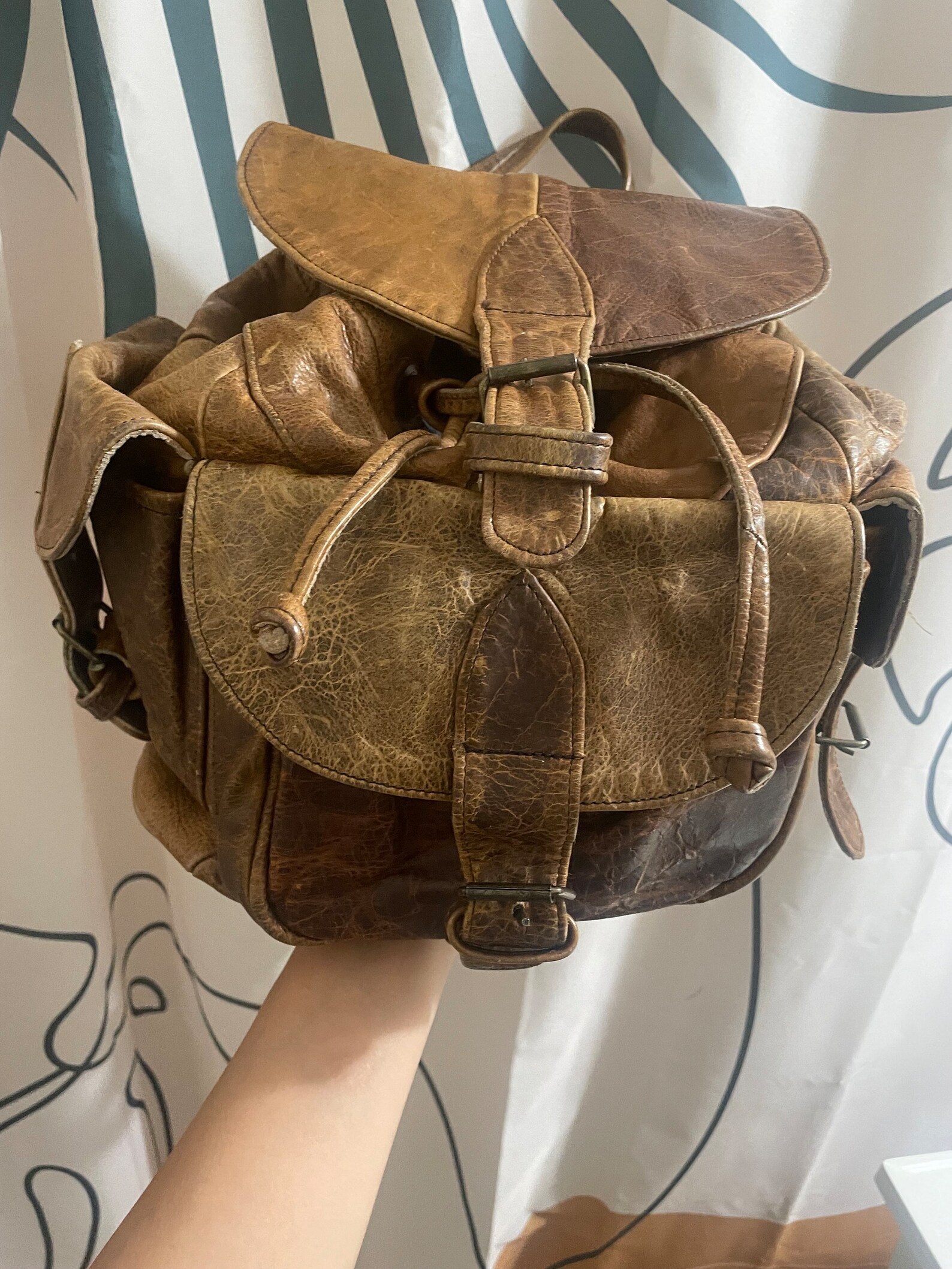 Vintage Leather Backpack - Etsy