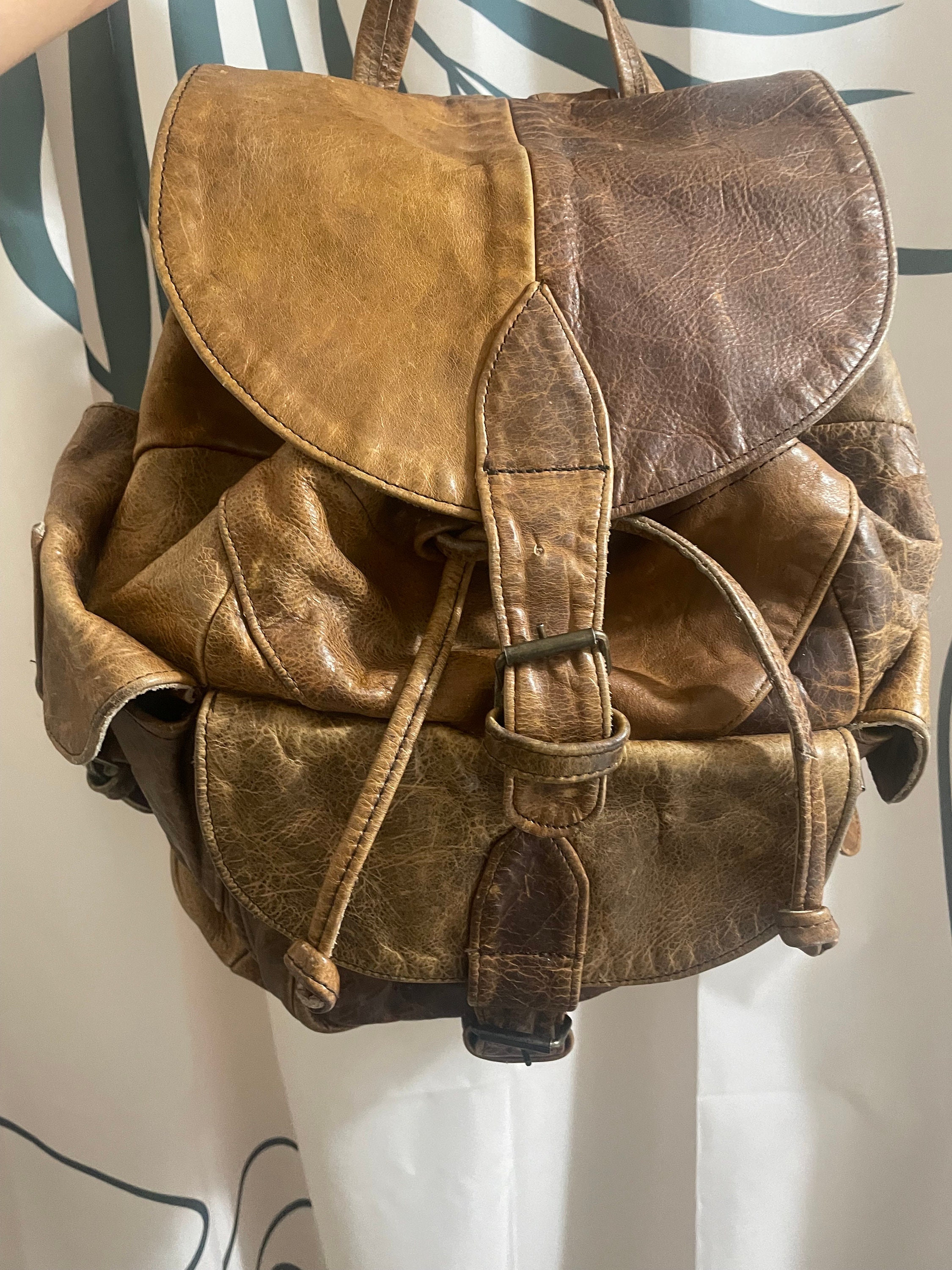 Vintage Leather Backpack - Etsy
