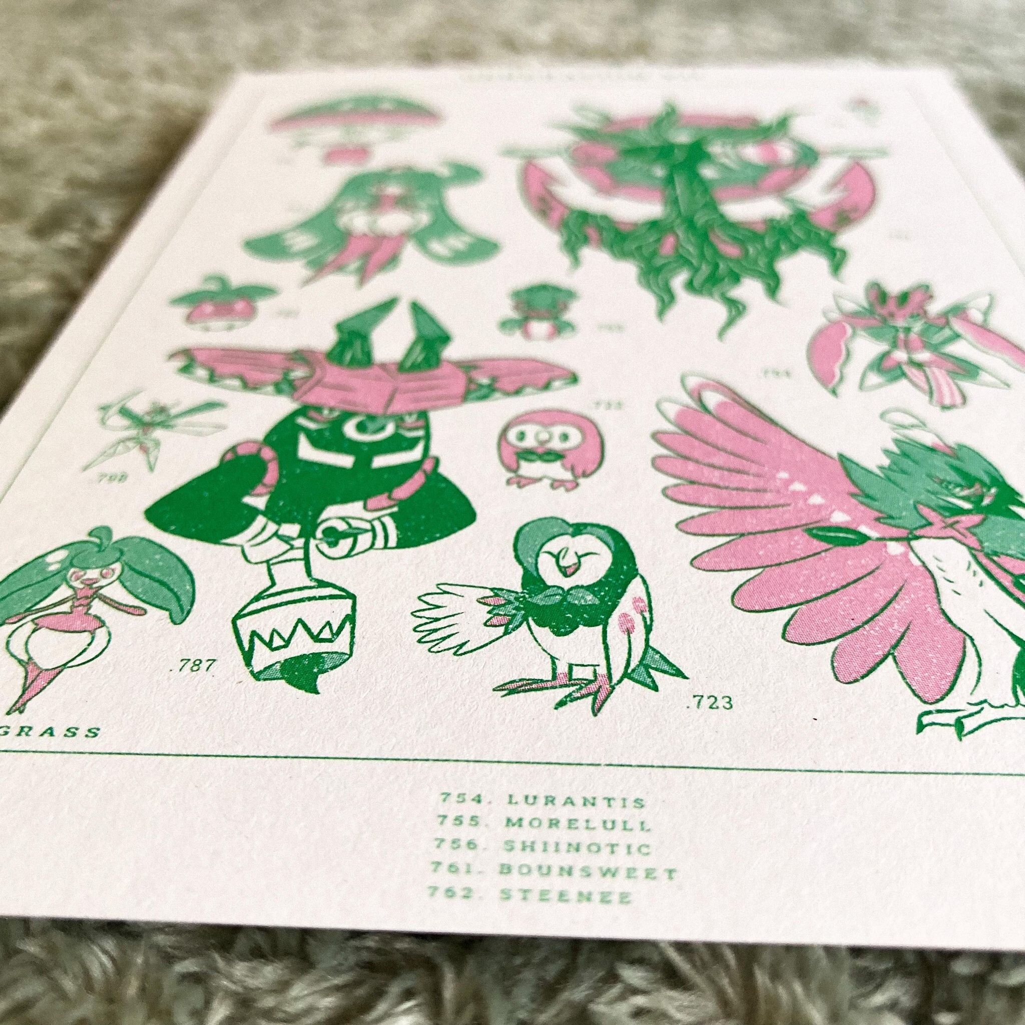 Grass Type Pokemon Illustration I Print Illustrated Art - Etsy