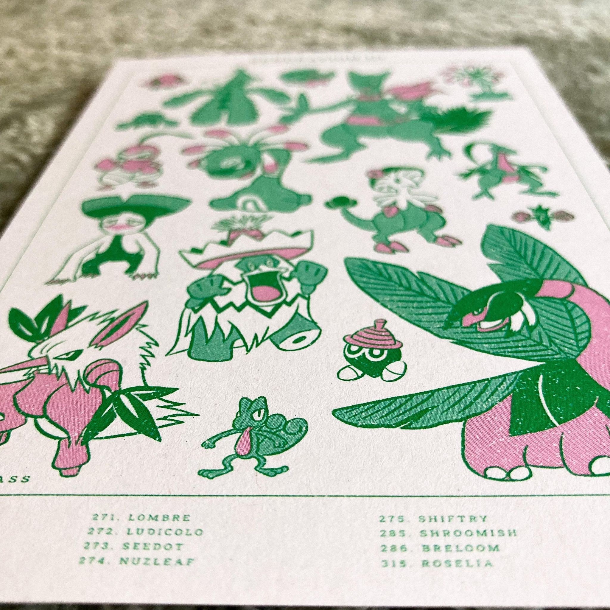 Grass Type Pokemon Illustration I Print Illustrated Art - Etsy