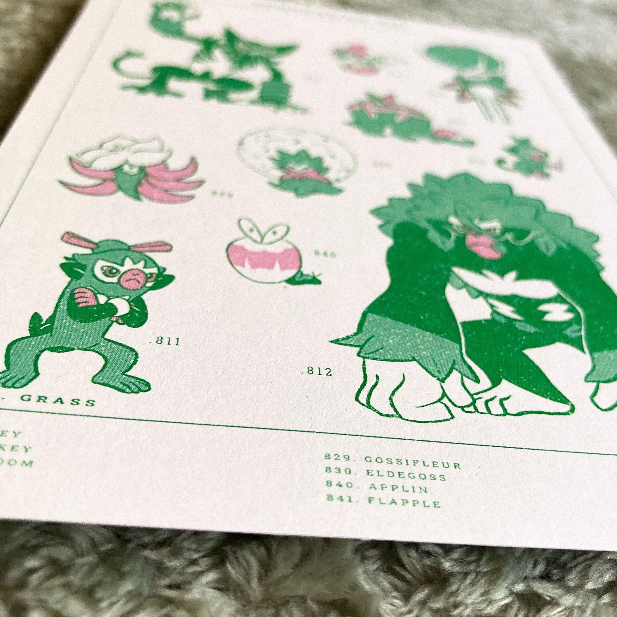 Grass Type Pokemon Illustration I Print Illustrated Art - Etsy