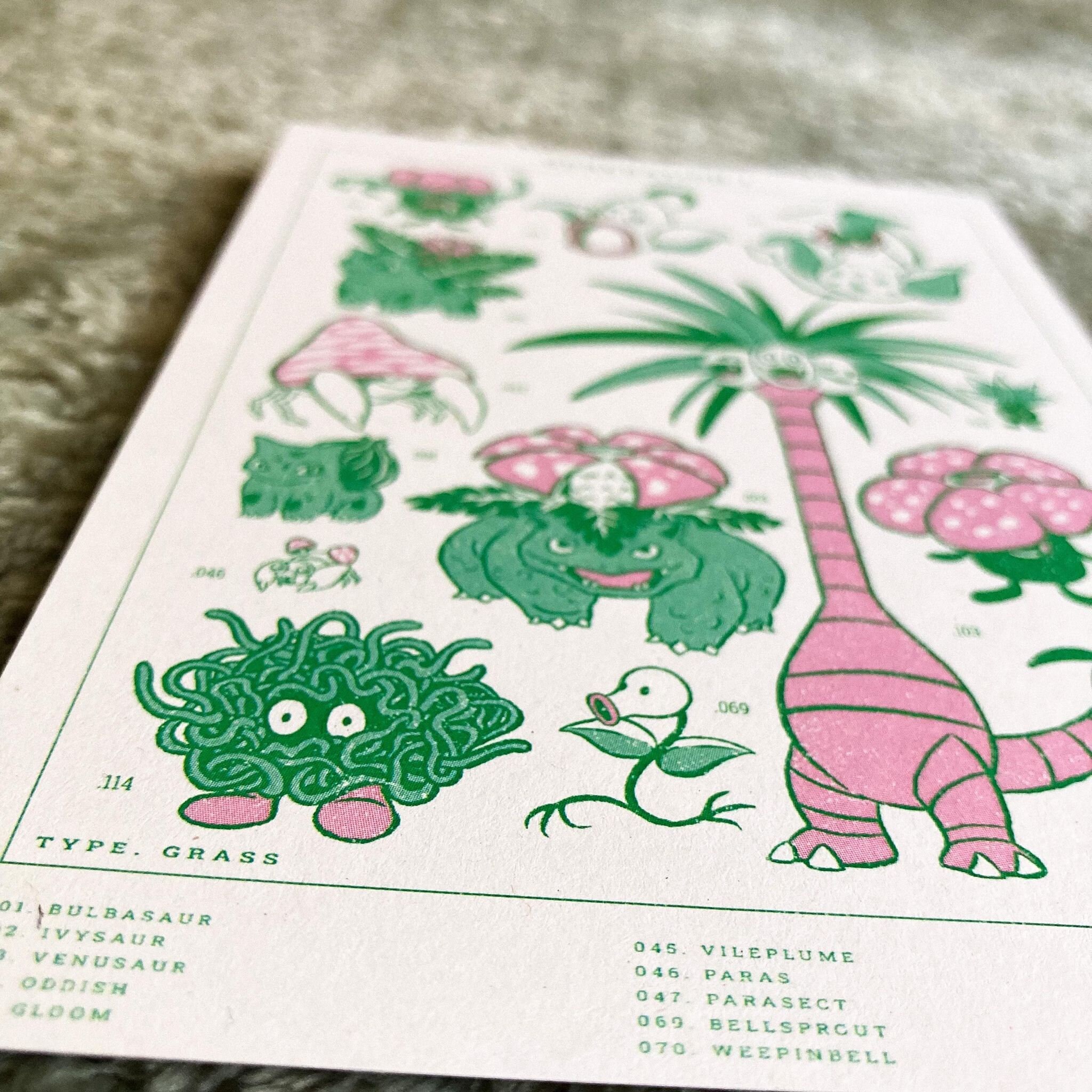 Grass Type Pokemon Illustration I Print Illustrated Art - Etsy