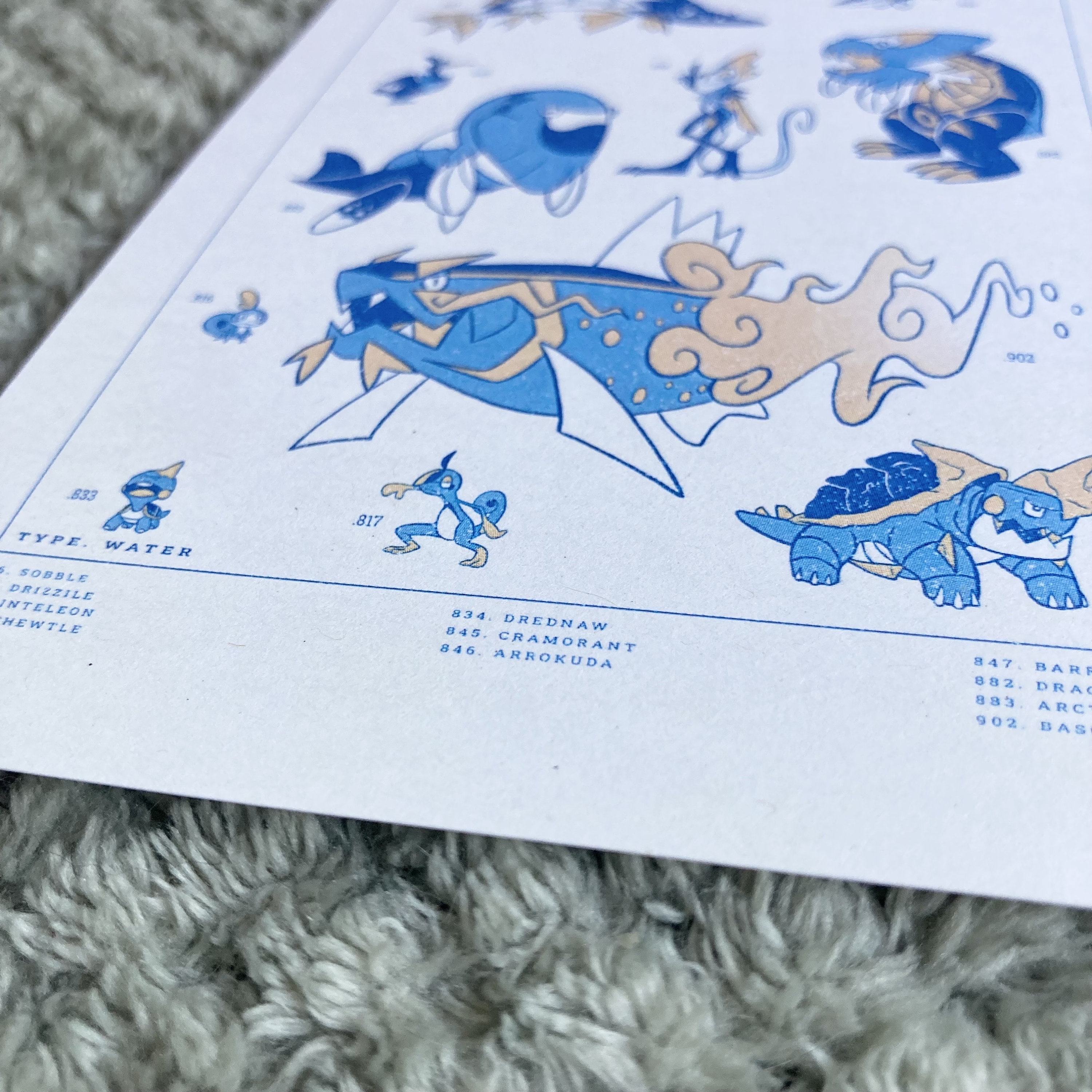 Water Type Pokemon Generation VIII Print Illustrated Art Print A6 ...