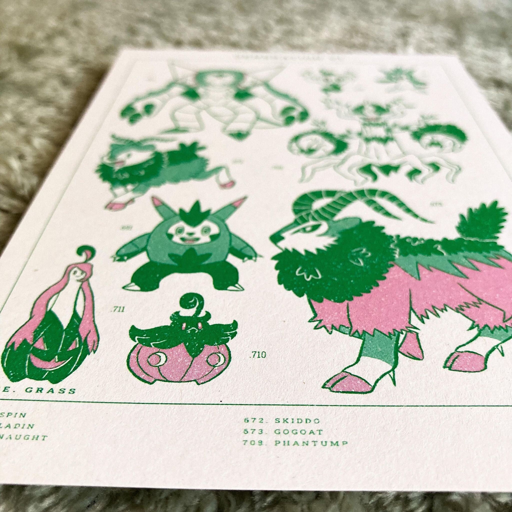 Grass Type Pokemon Illustration I Print Illustrated Art - Etsy