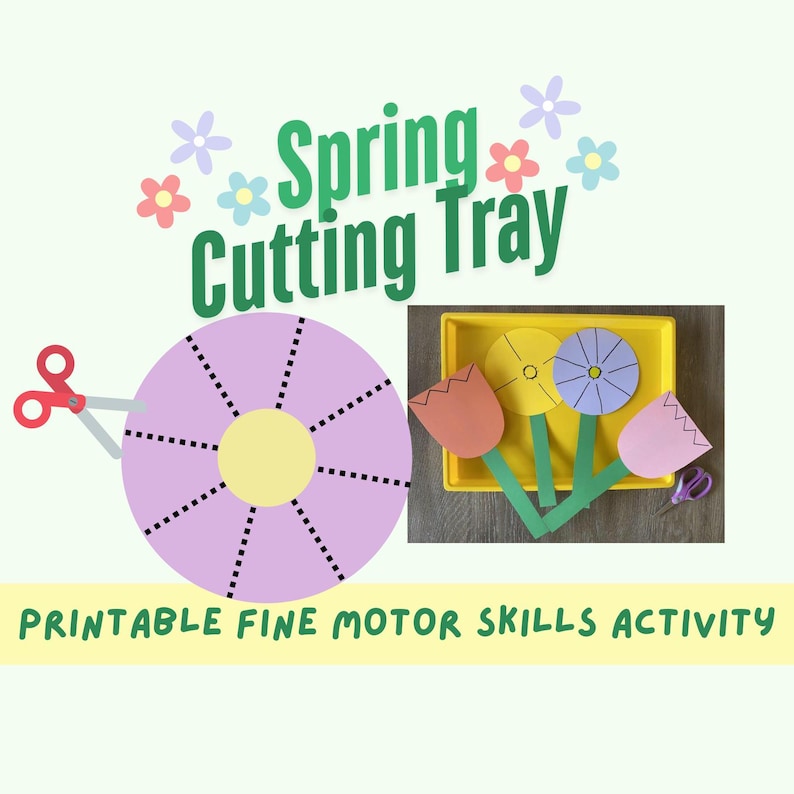 Spring Cutting Tray Fine Motor Skills Printable Activity - Etsy