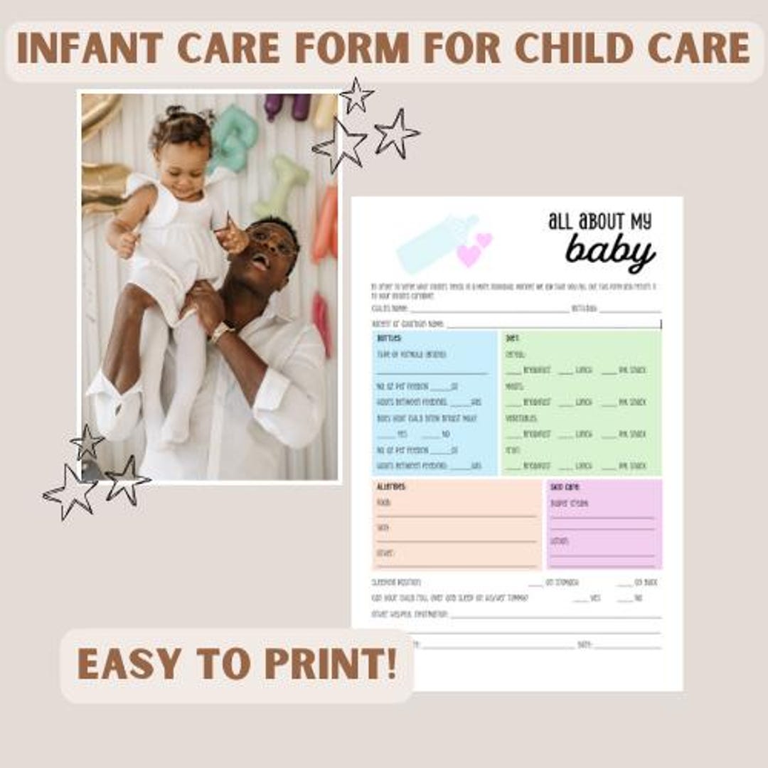 Infant Care Form for Child Care - Etsy