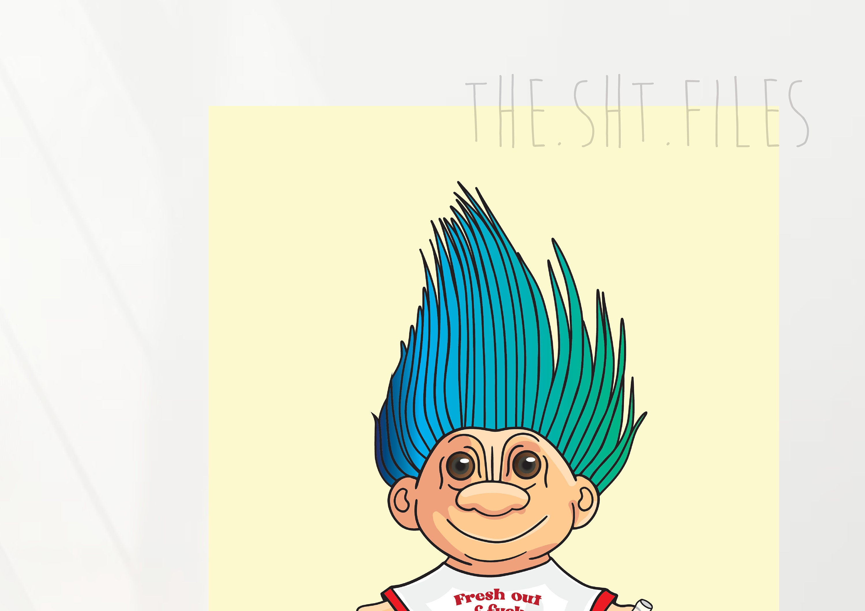 Vintage Green Yellow Background Troll Doll Fun Girl Aesthetic Funny ...