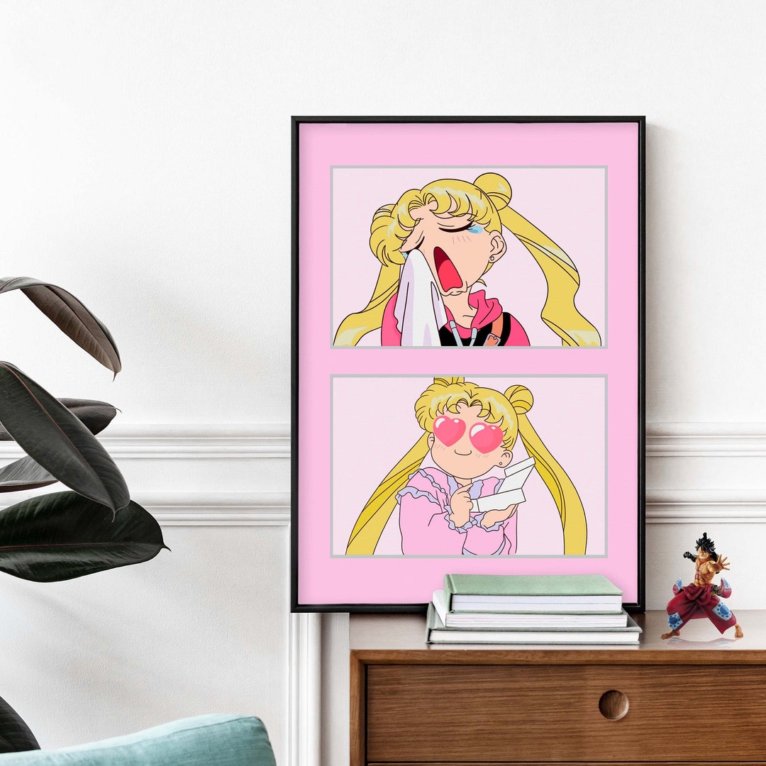 Sailor Moon Dramatic in Love Anime Cartoon Wall Art Pink - Etsy