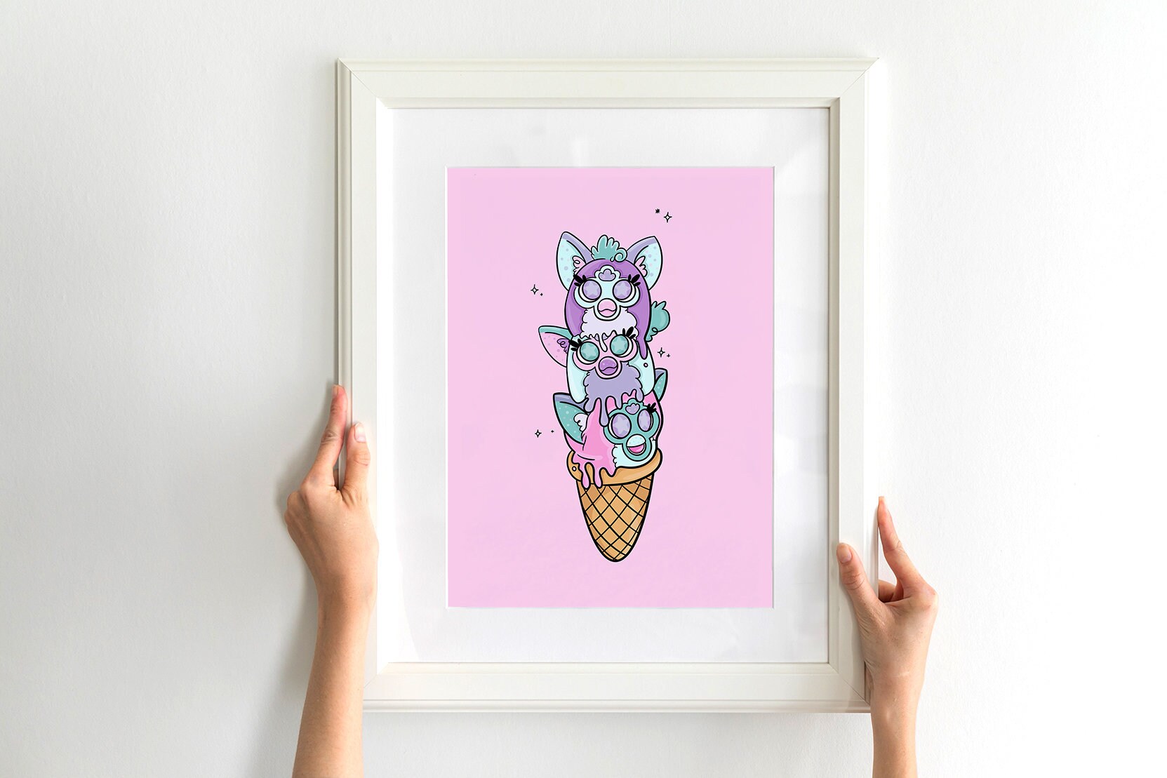 Furby Wall Art Vibrant Pink Aesthetic Funny Ice Cream Gelato Poster ...